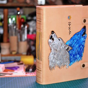 Wolf Journal, Large Leather Journal, A4 Custom Journal, Personalized ...