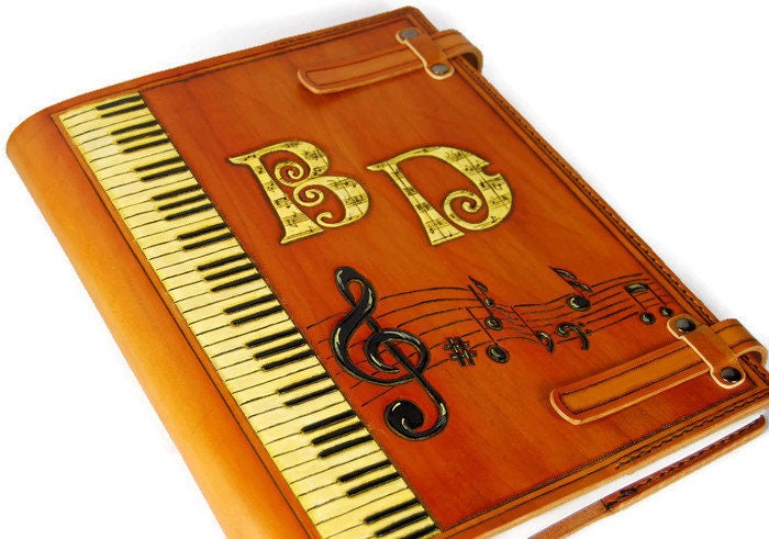 Music Leather Journal Personalized Gift Large A4 Leather | Etsy