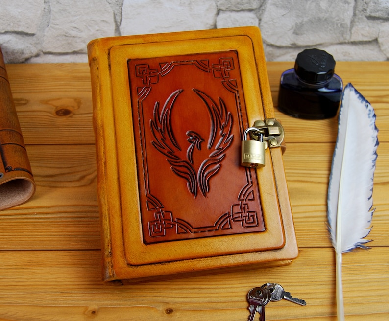 A5 Phoenix Leather Bound Book Gift Book Lock Book Leather - Etsy