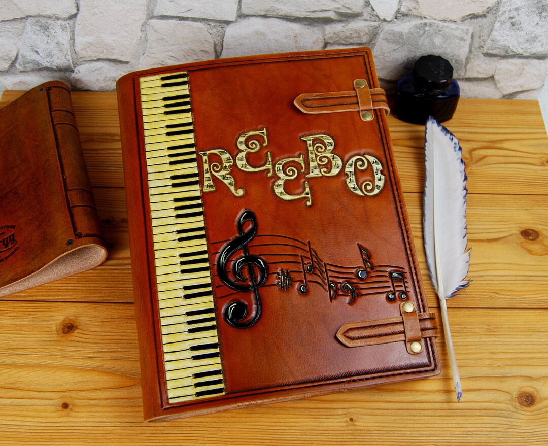 Music Leather Journal Personalized Gift Large A4 Leather Journal ...