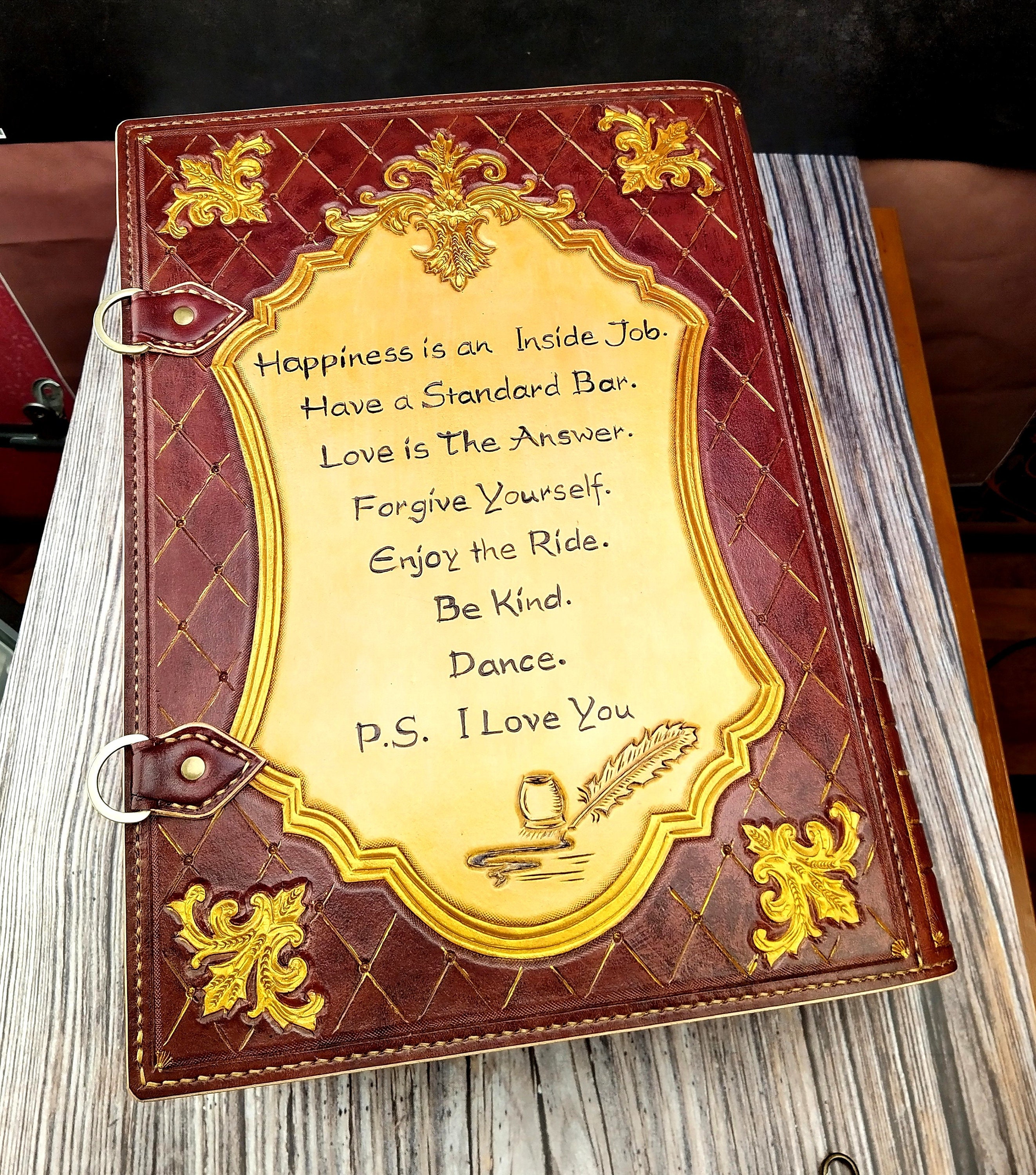 Extra Large 12 X 17 Leather Book | Personalized Gift Owl Book | Custom ...