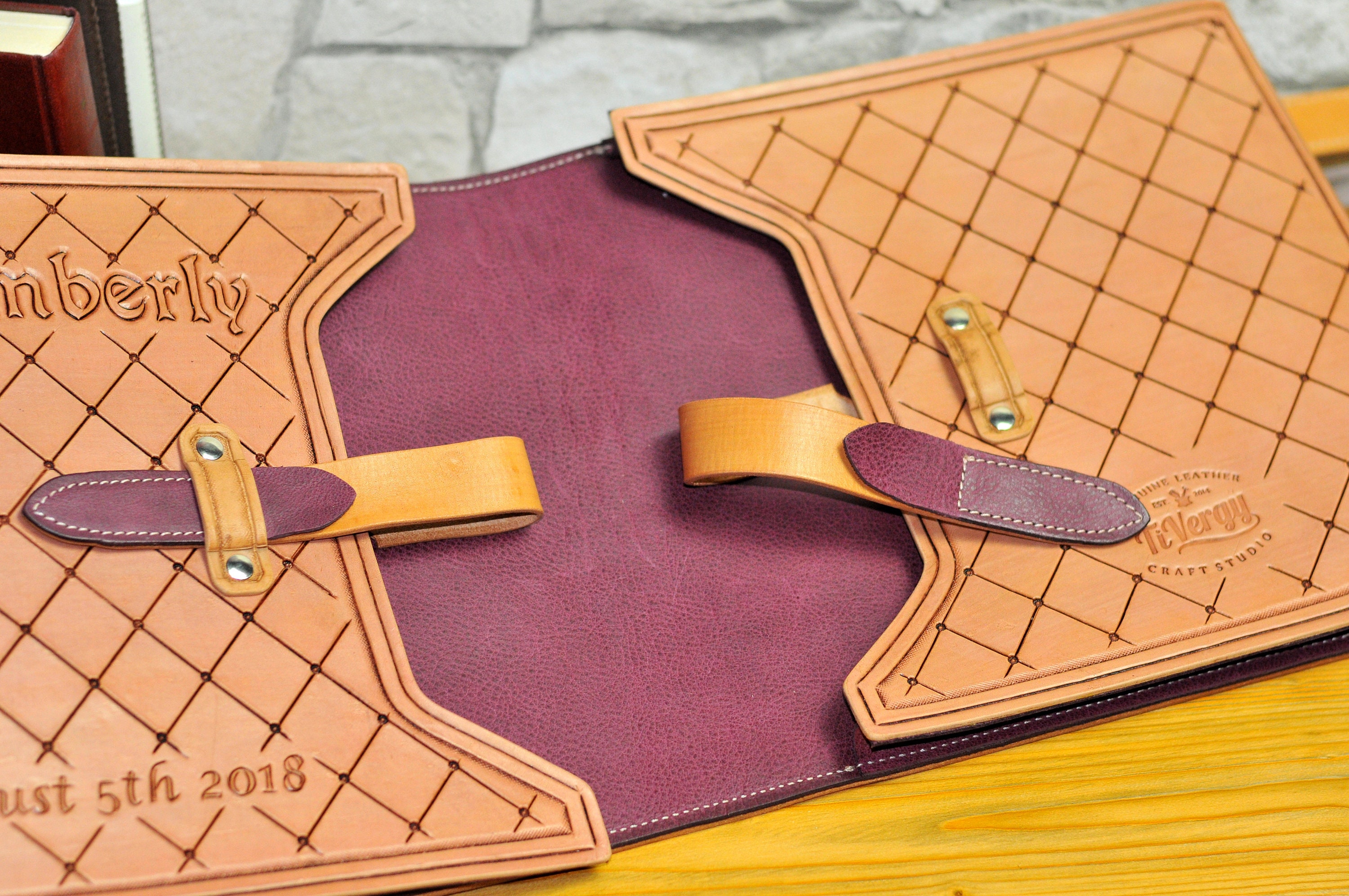 10x10 Large Leather Folio, Custom Personalized Handmade Journal ...