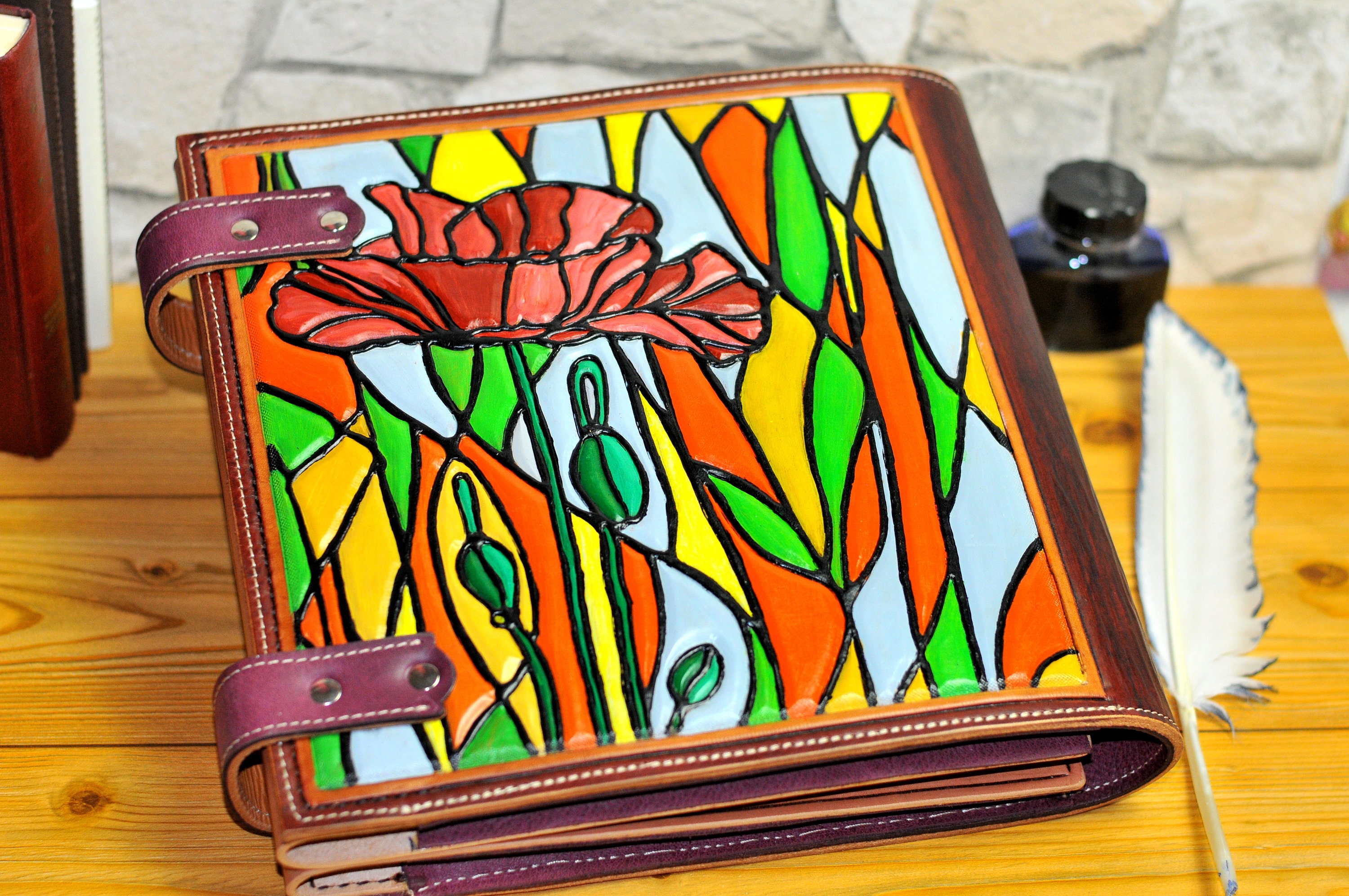 10x10 Large Leather Folio, Custom Personalized Handmade Journal ...