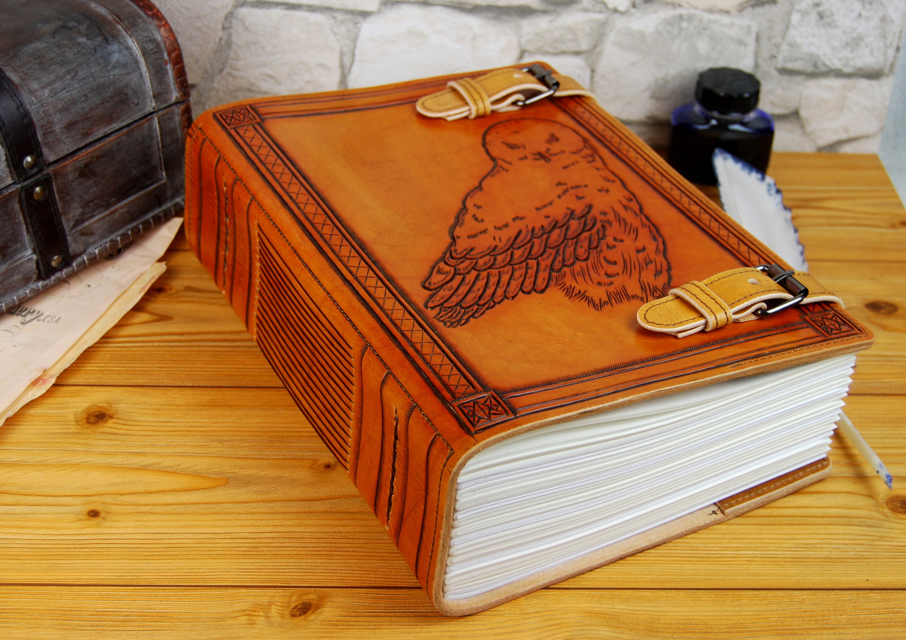 Large Leather Owl Journal Personalized Gift Journal Book - Etsy