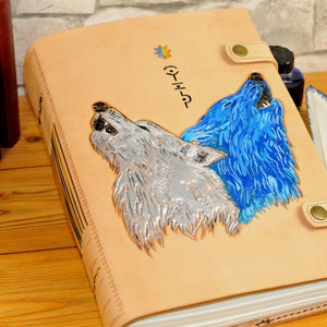 Wolf Journal, Large Leather Journal, A4 Custom Journal, Personalized ...