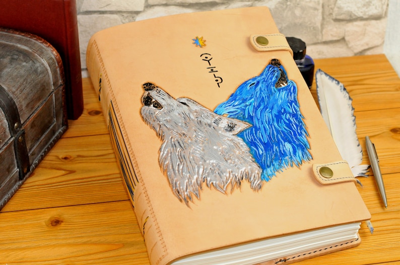 Wolf Journal Large Leather Journal A4 Custom Journal | Etsy