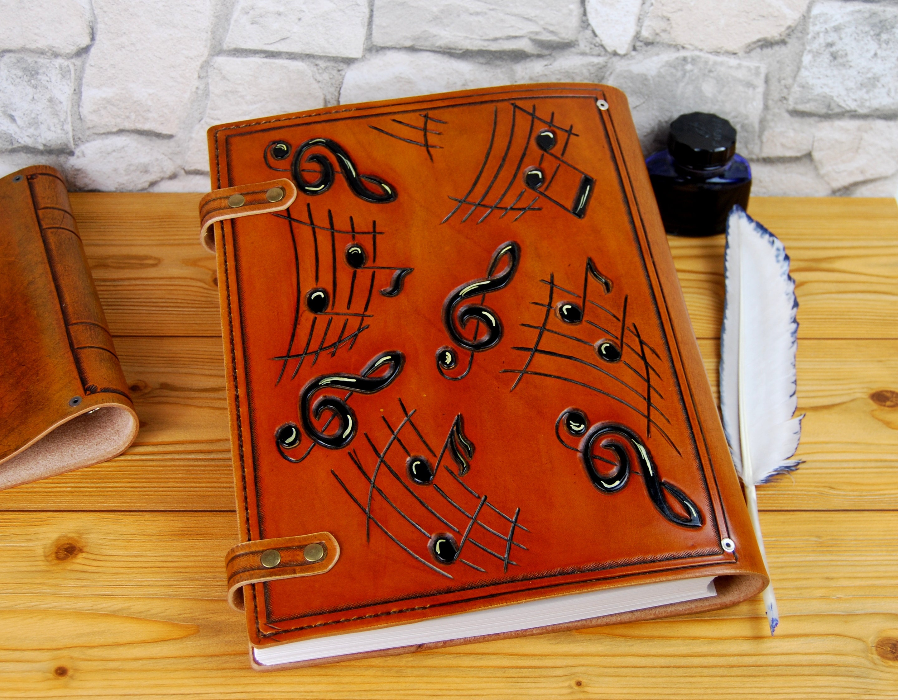 Music Leather Journal Personalized Gift Large A4 Leather | Etsy