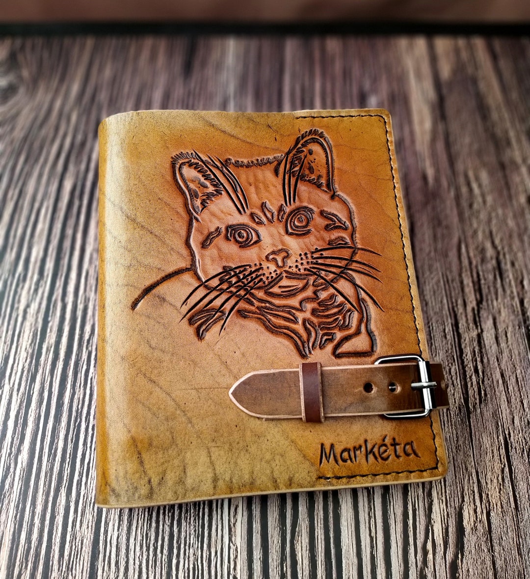 Cat Journal Leather, Custom Journal, Personalized Journal, Notebook ...