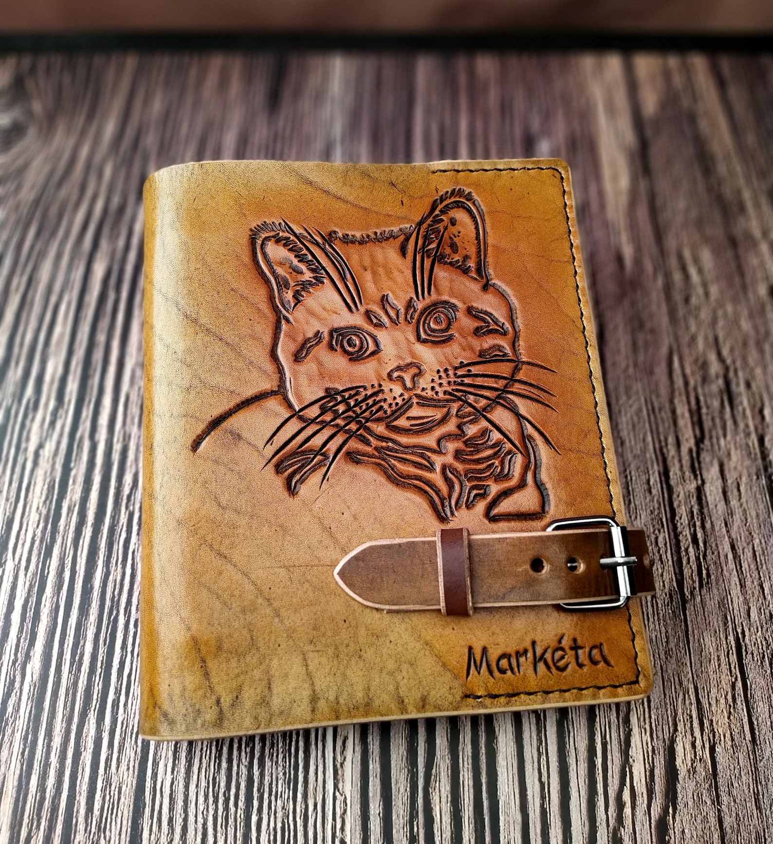 Cat Journal Leather Custom Journal Personalized Journal - Etsy