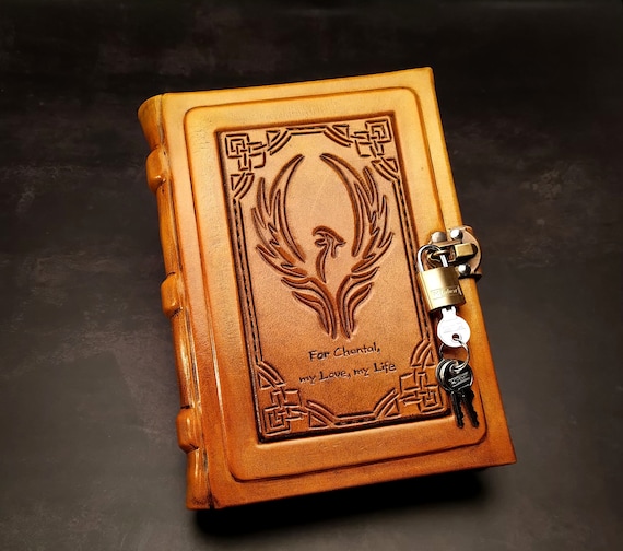 Personalized 7x9 Gift Phoenix Leather Bound Book Lock Book - Etsy