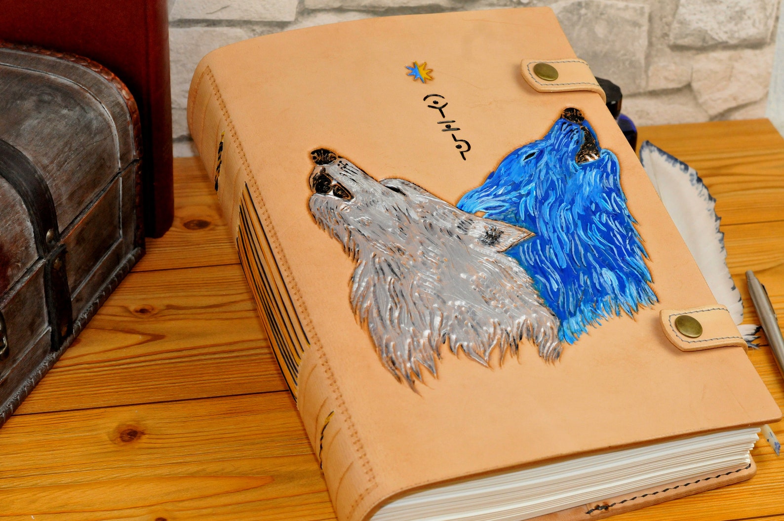 Wolf Journal Large Leather Journal A4 Custom Journal - Etsy