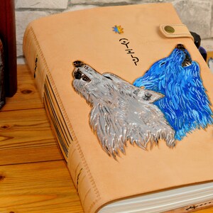 Wolf Journal, Large Leather Journal, A4 Custom Journal, Personalized ...