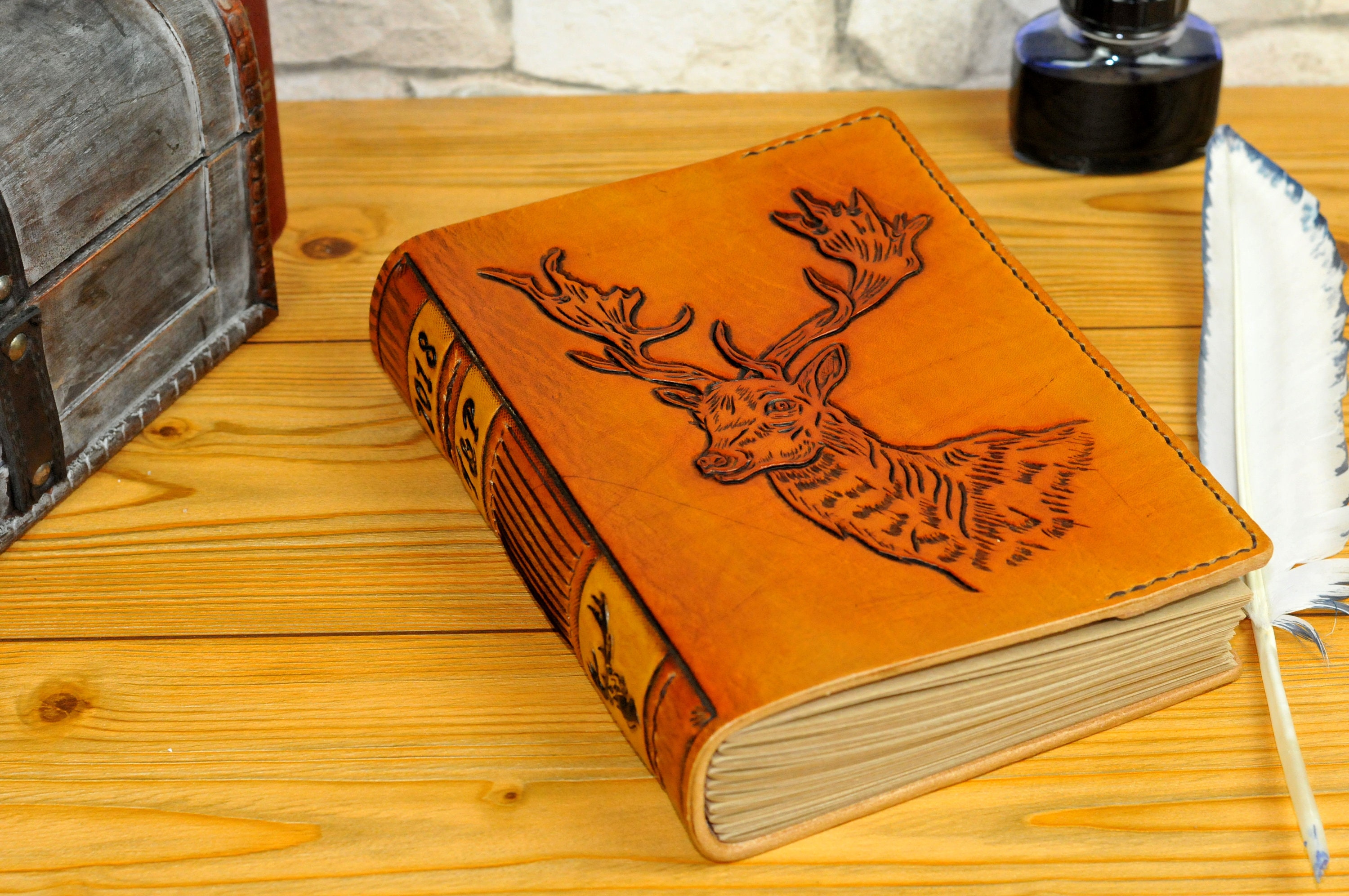 Deer Personalized Leather Journal Deer Gift Book | Etsy