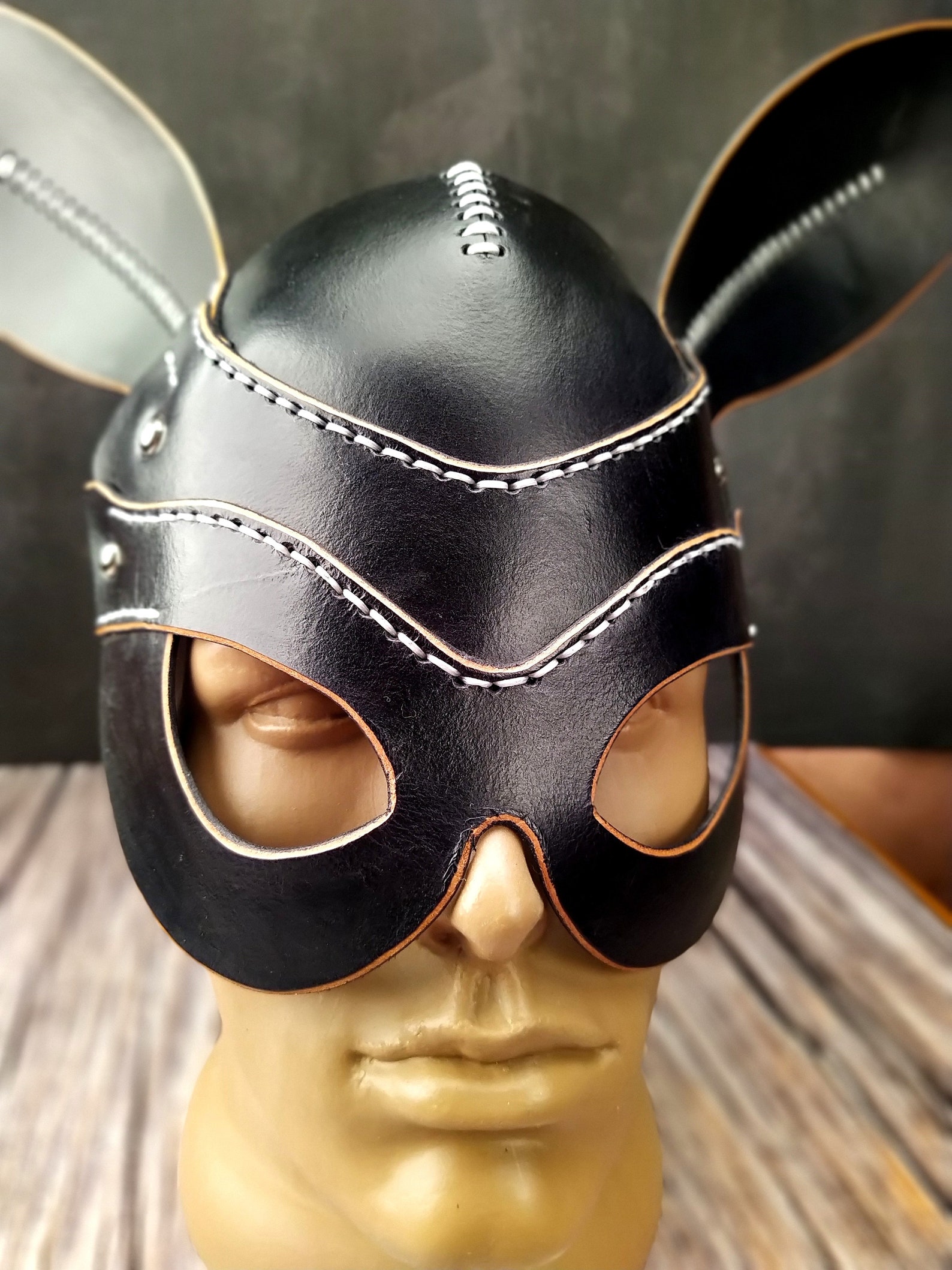 Leather Face Mask Handmade Role Mask Rabbit Mask Game | Etsy