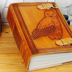 Large Leather Owl Journal Personalized Gift Journal Book Notebook Diary ...