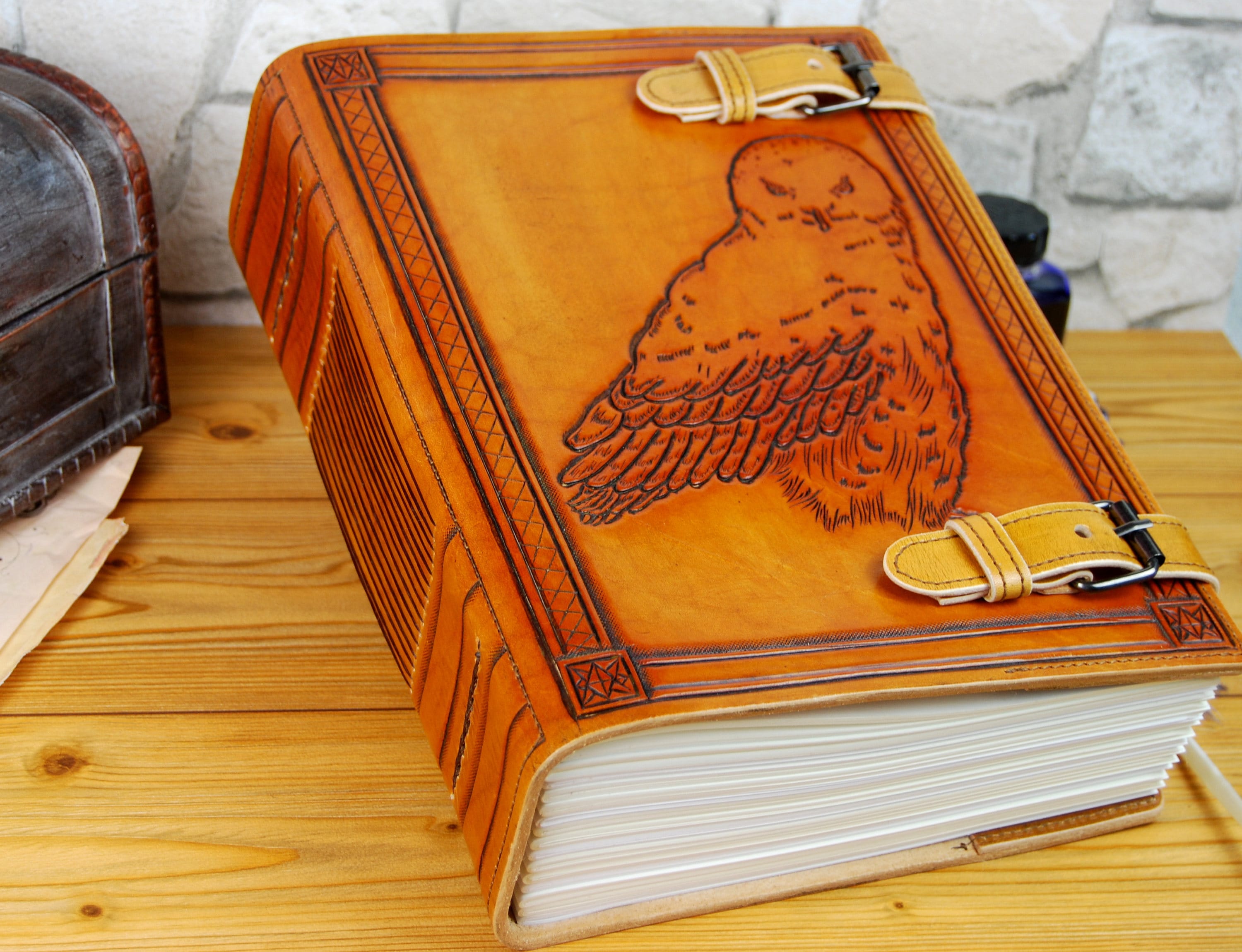 Large Leather Owl Journal Personalized Gift Journal Book - Etsy