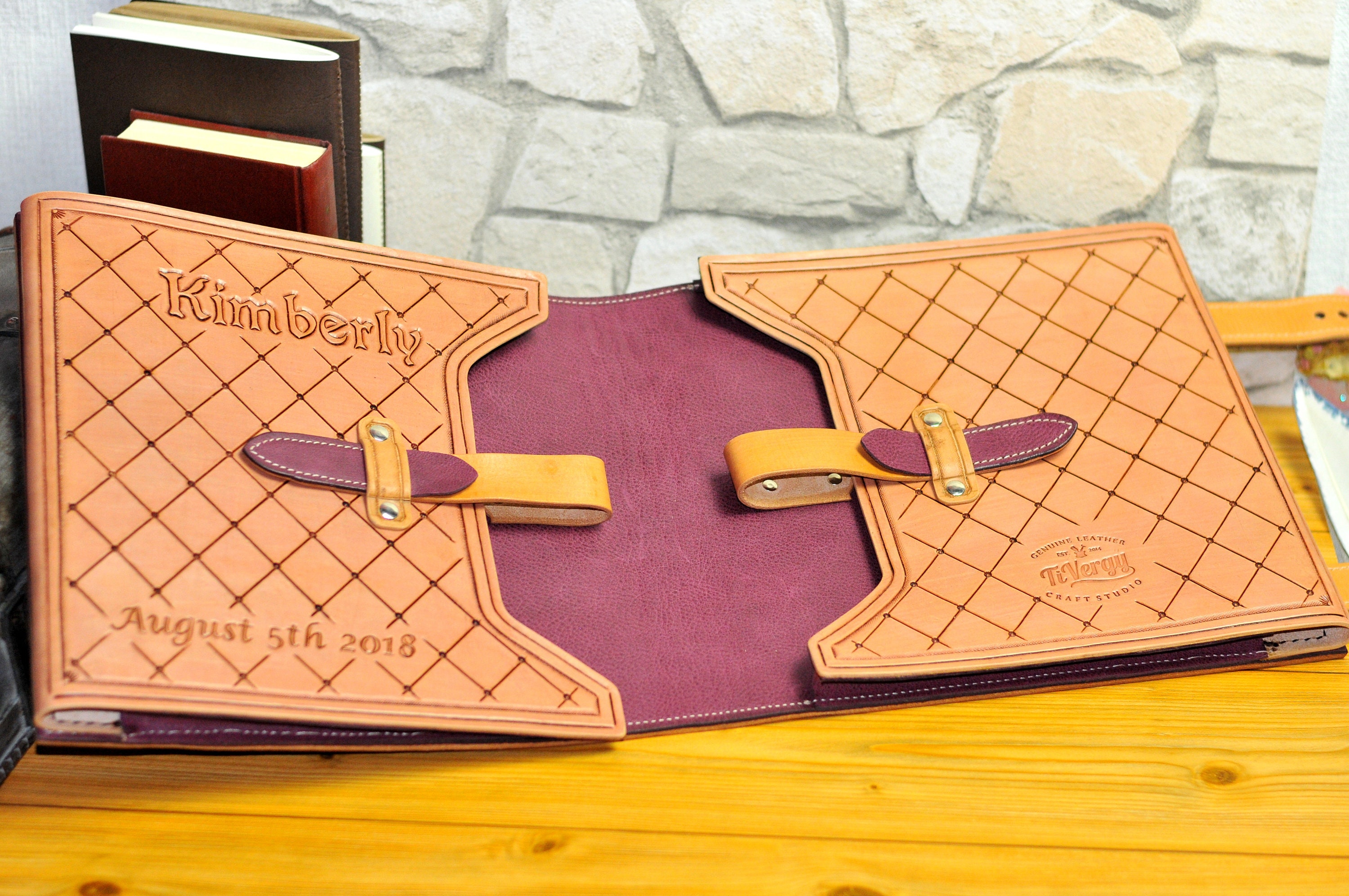 10x10 Large Leather Folio, Custom Personalized Handmade Journal ...