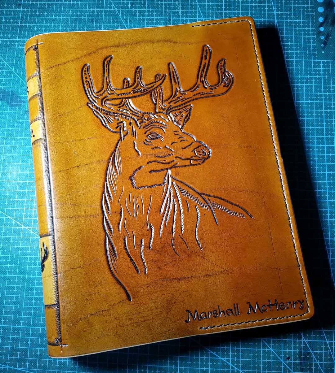 9x12 Deer Personalized Leather Journal, Deer Gift Book, Personalized ...
