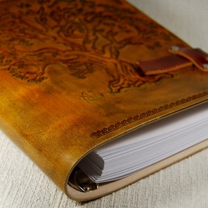 Tree Leather Journal, Handmade, Personalized Journal, Brown Leather ...