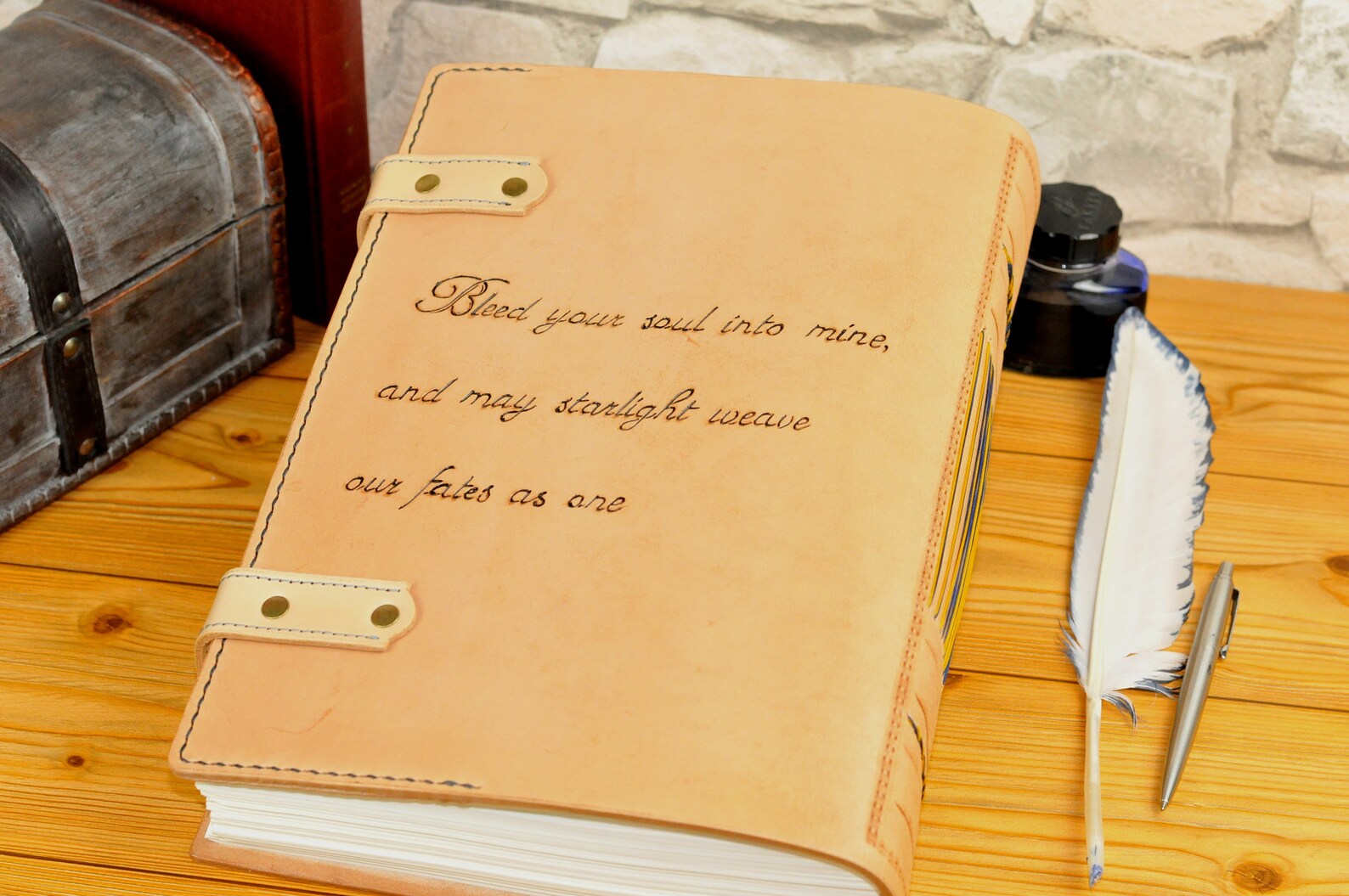 Wolf Journal, Large Leather Journal, A4 Custom Journal, Personalized ...