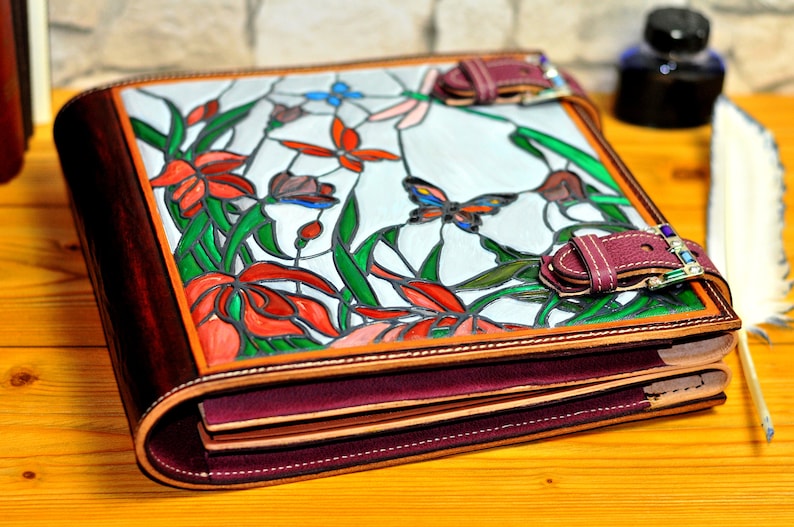 10x10 Large Leather Folio, Custom Personalized Handmade Journal ...