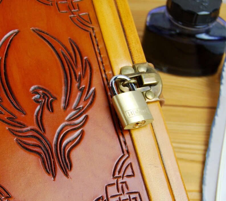 A5 Phoenix Leather Bound Book Gift Book Lock Book Leather - Etsy