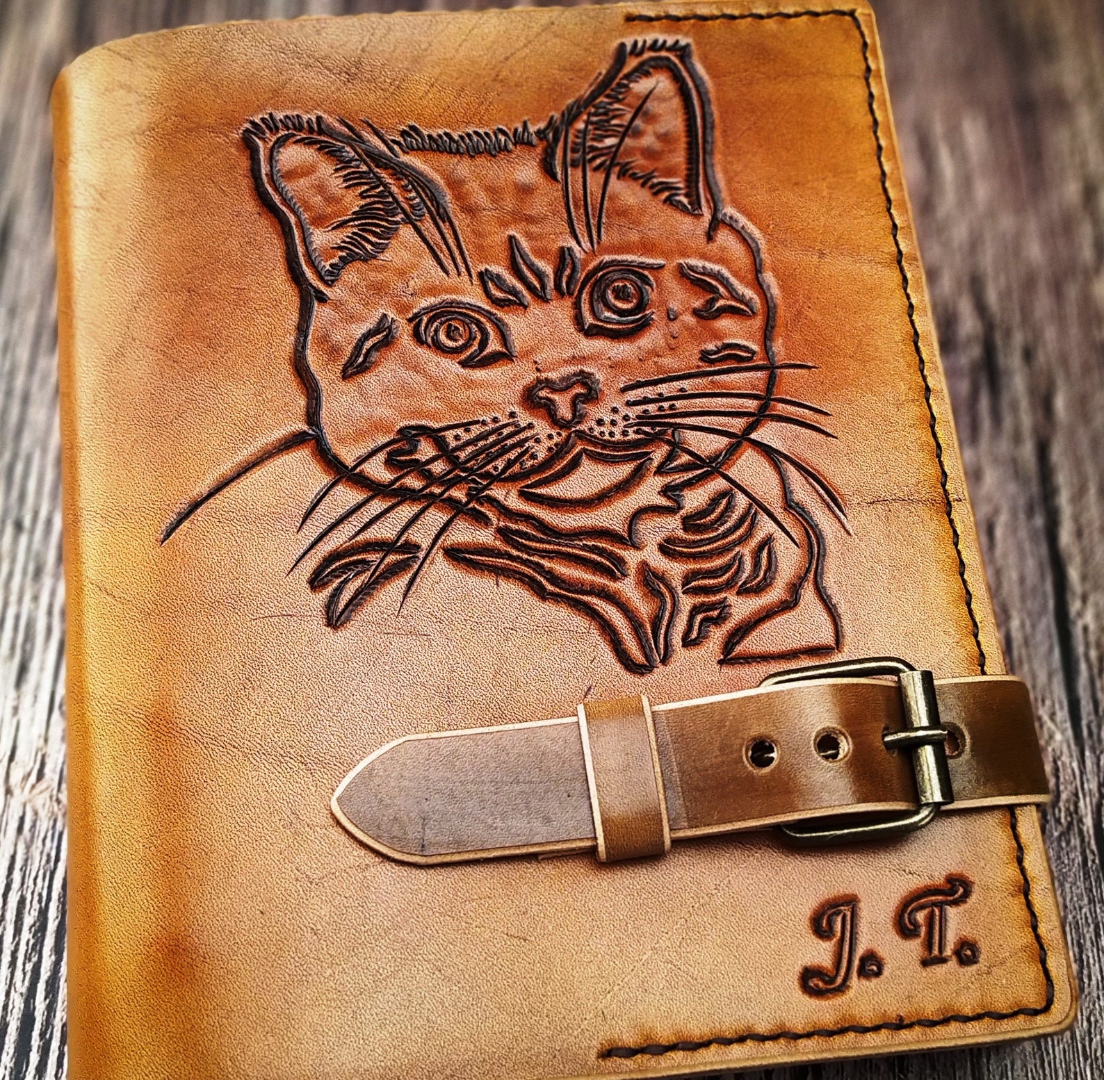 Cat Personalized Leather Journal, Cat Gift Book, Personalized Gift ...