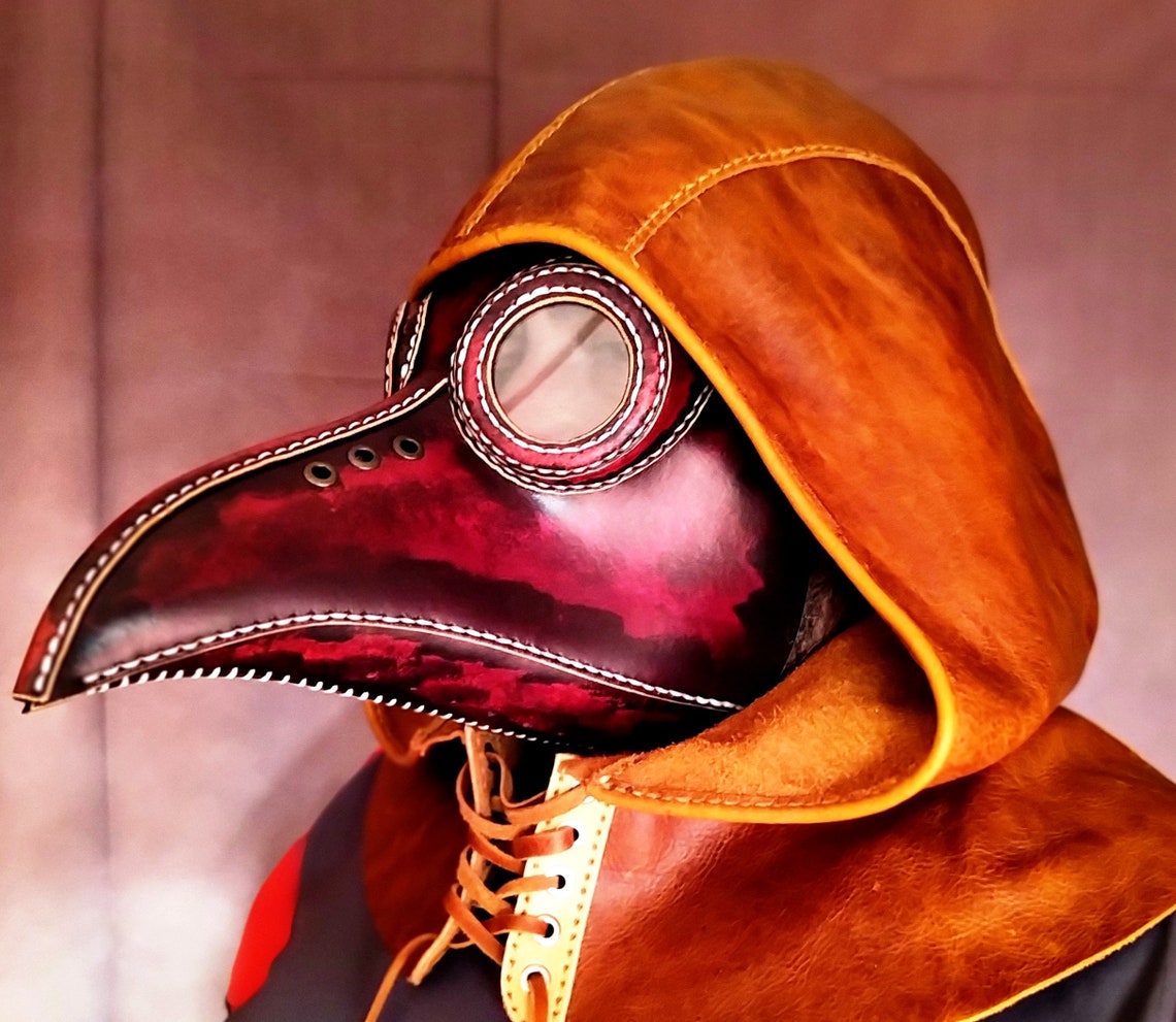 Leather Plague Doctor Mask With Hood Handmade Steampunk Mask - Etsy