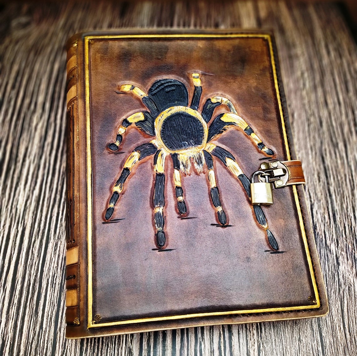 Custom Spider 9x12 Leather Journal Personalized Gift A4 - Etsy