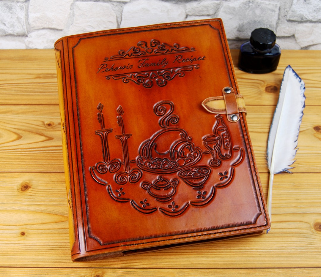 Large Family Recipes Leather Cookbook Personalized Gift Leather Journal ...