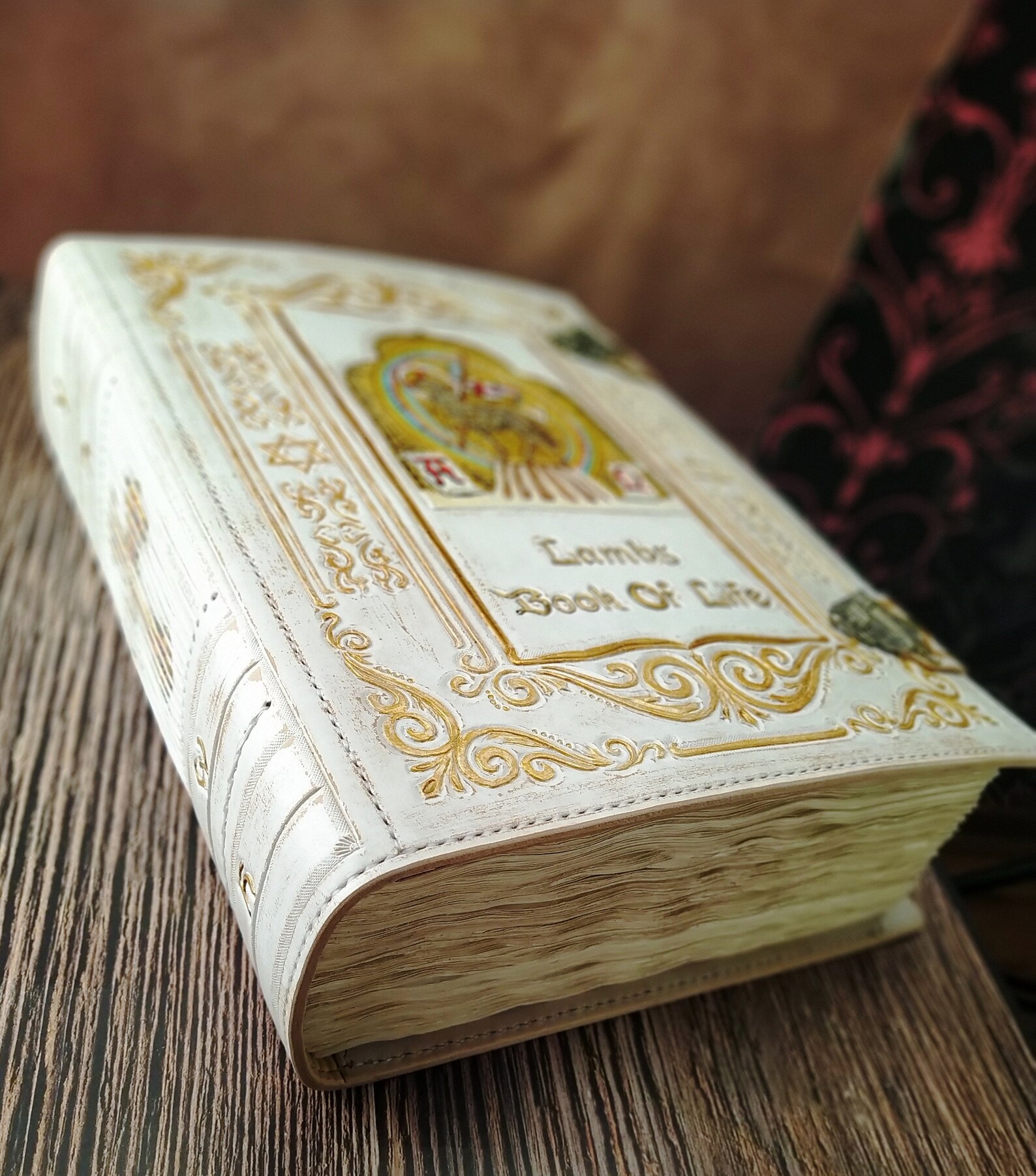 Large Custom Leather Stitched Book | Personalized Gift | Lamb Book ...