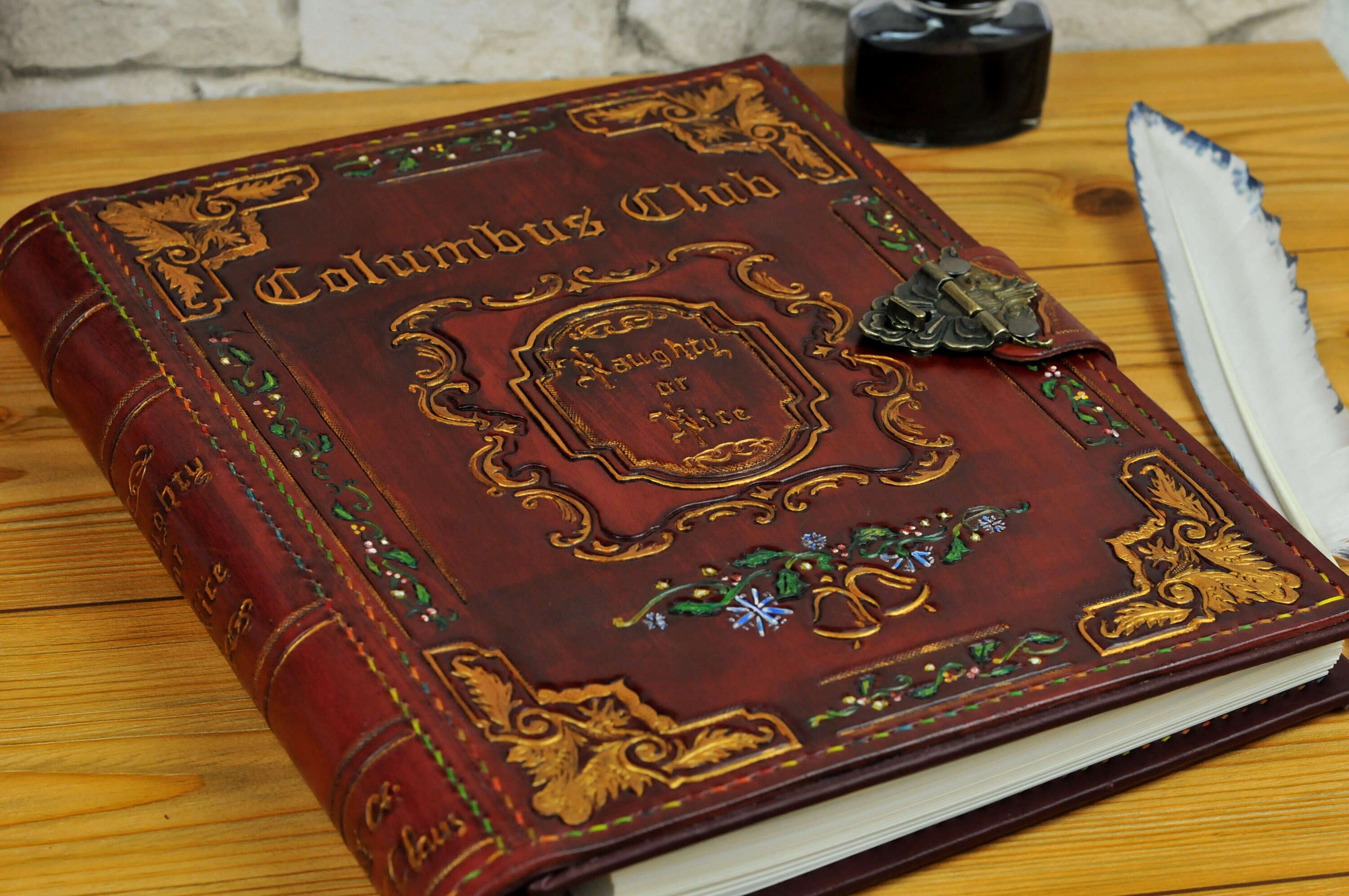 Christmas Book, Gift Naughty or Nice Book, Christmas, Leather Journal ...