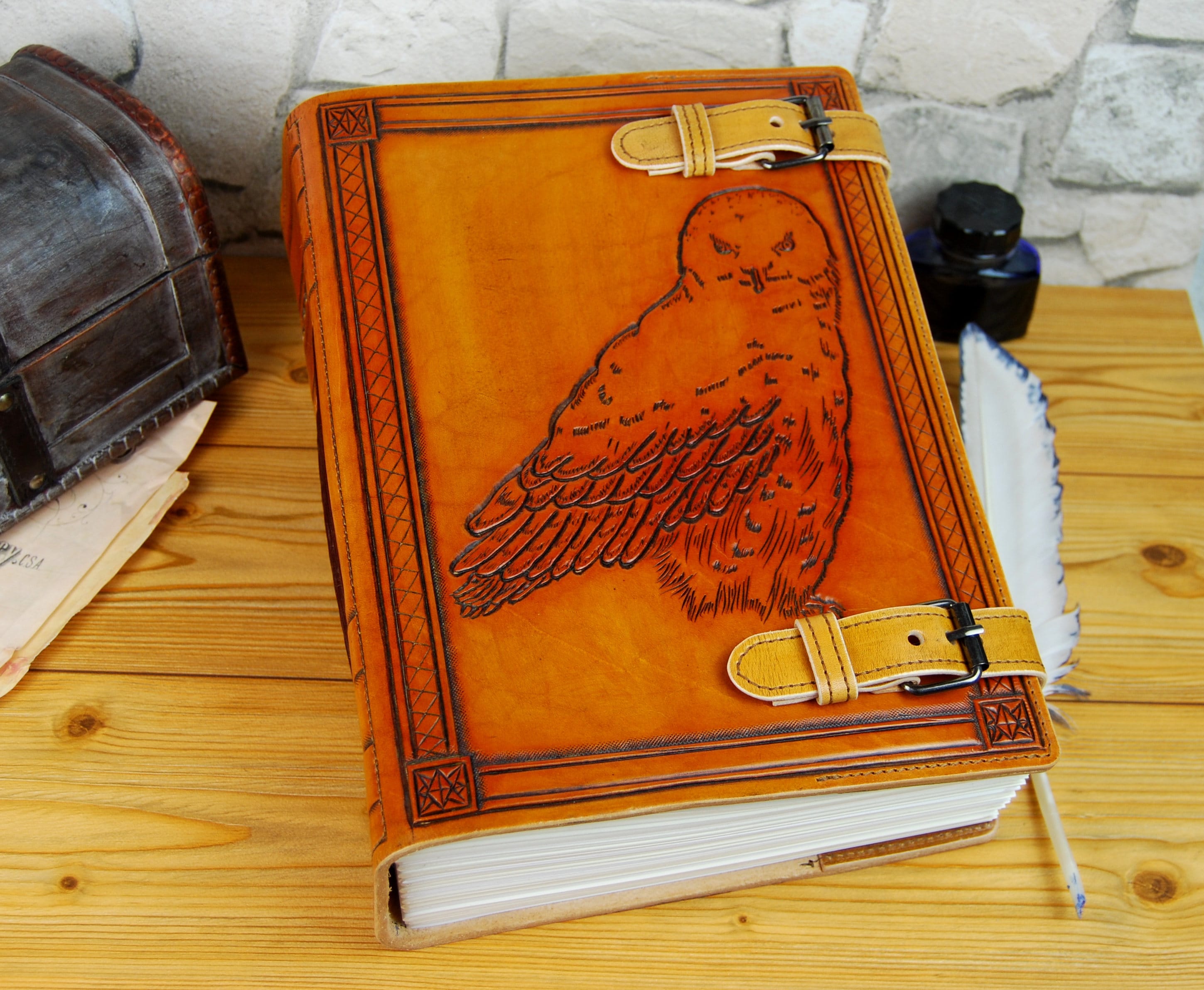 Large Leather Owl Journal Personalized Gift Journal Book - Etsy