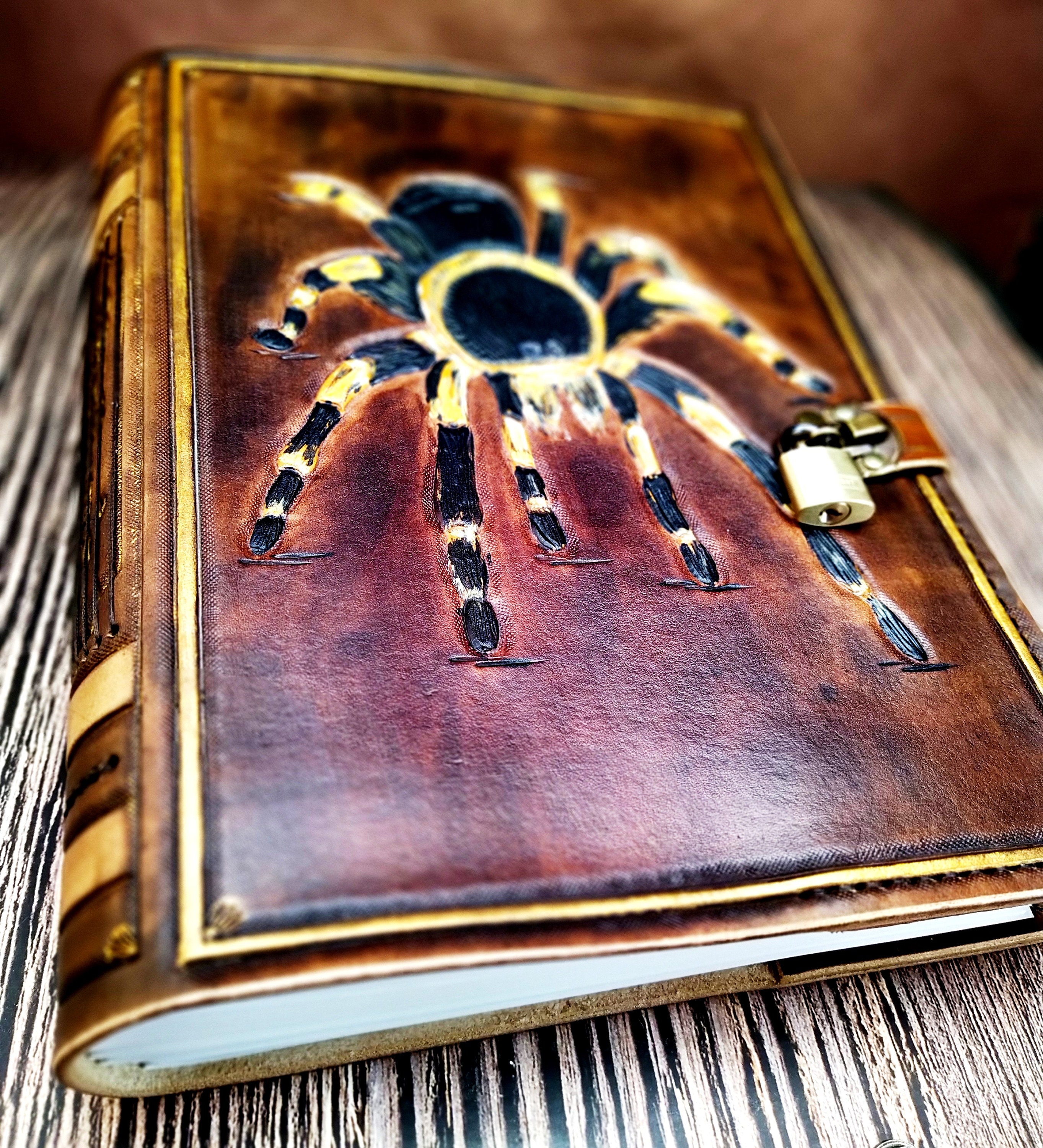 Custom Spider 9x12 Leather Journal Personalized Gift A4 - Etsy