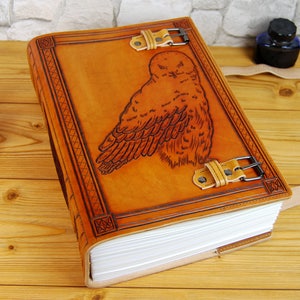 Large Leather Owl Journal Personalized Gift Journal Book Notebook Diary ...