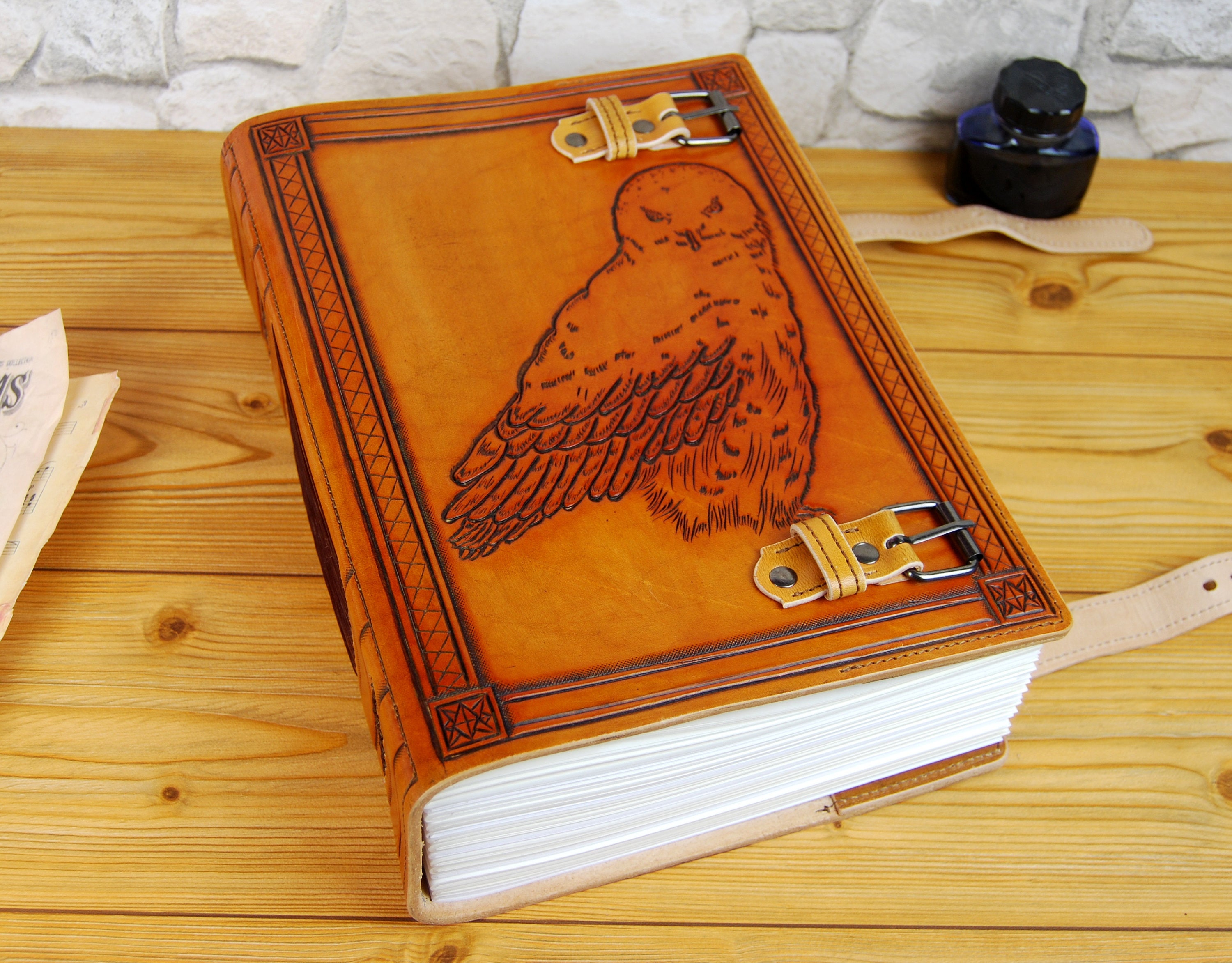 Large Leather Owl Journal Personalized Gift Journal Book - Etsy