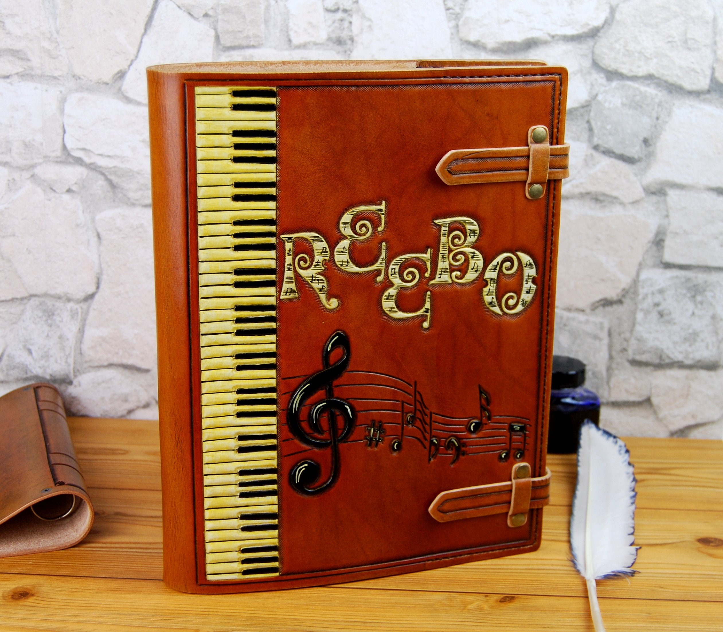 Music Leather Journal Personalized Gift Large A4 Leather | Etsy