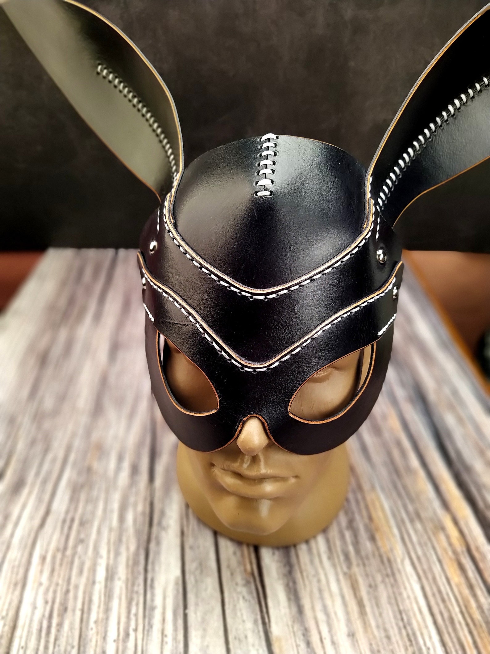 Leather Face Mask Handmade Role Mask Rabbit Mask Game | Etsy