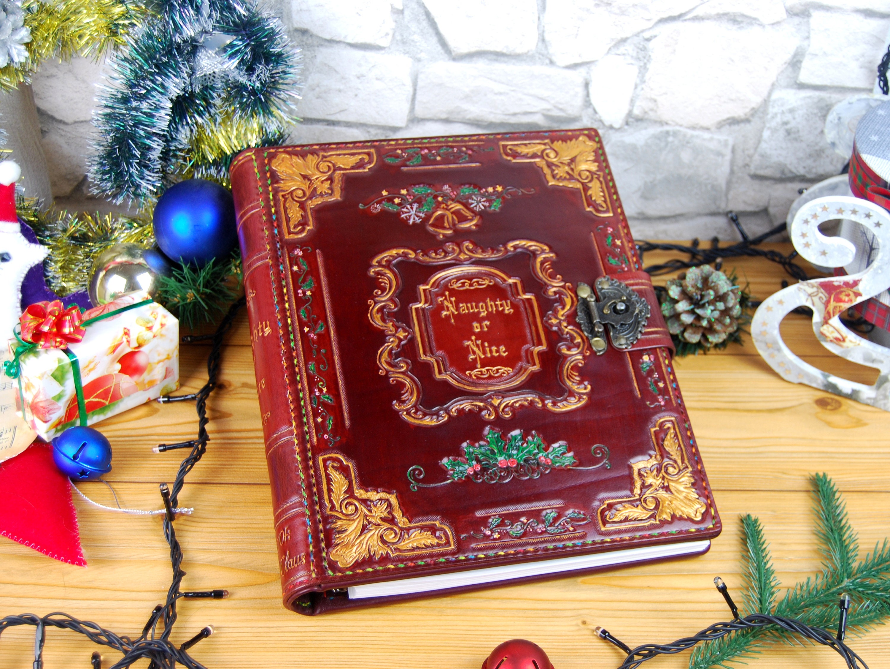 Christmas Gift Book Naughty or Nice Leather Journal Notebook - Etsy