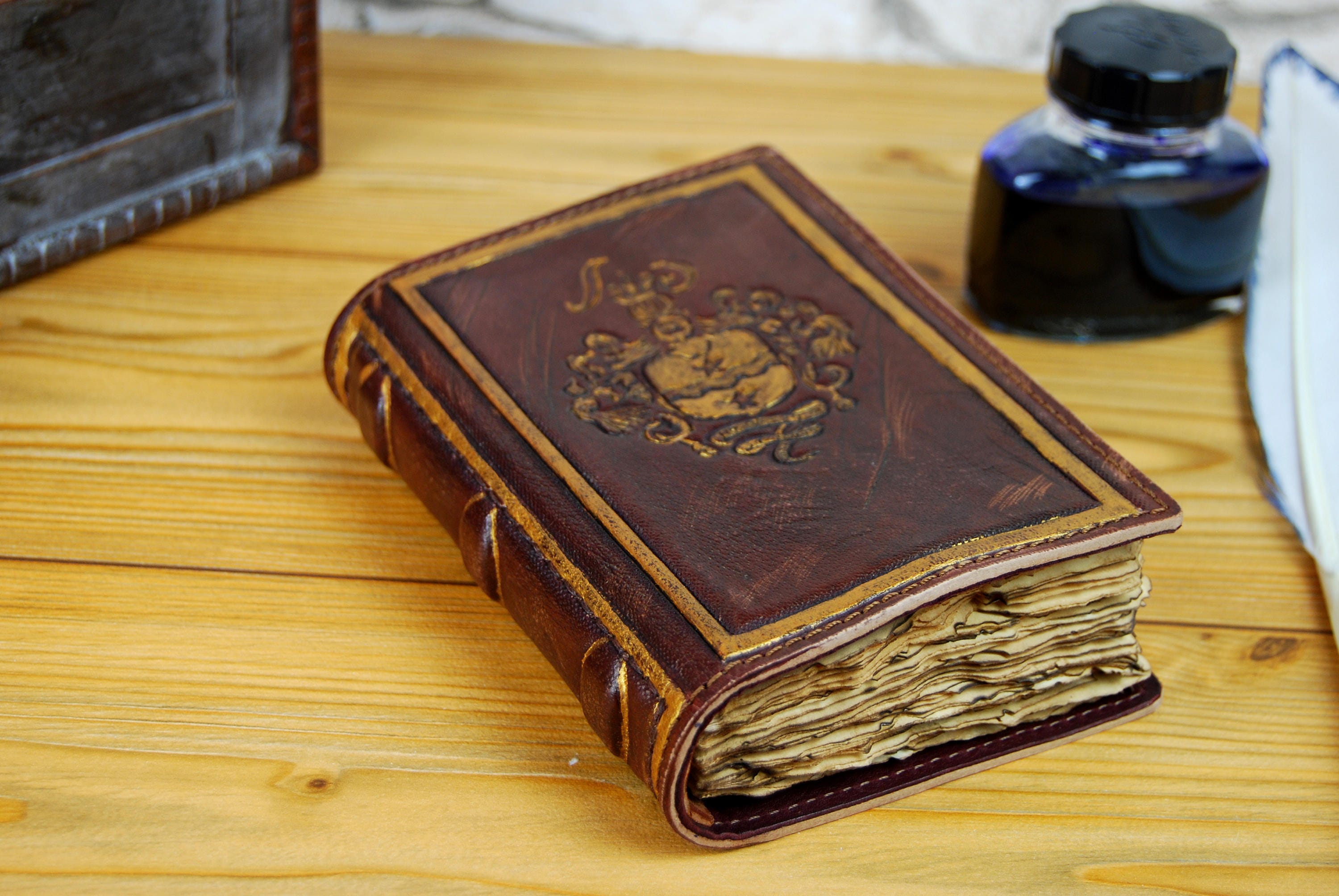 Gift Aged Leather Book Journal Notebook Diary Travel Book Recipes Book ...