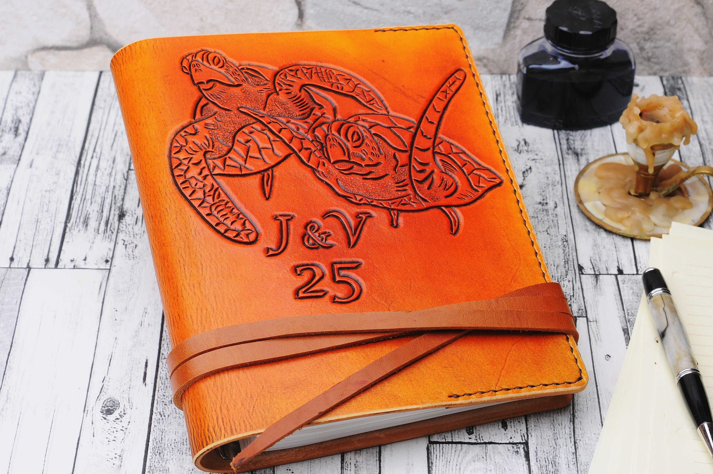 Gift Turtle Leather Journal 7x9 Inches Personalized Journal | Etsy