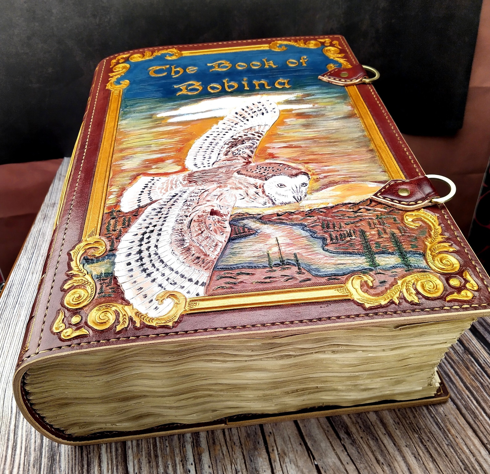 Extra Large 12 X 17 Leather Book Personalized Gift Owl Book | Etsy