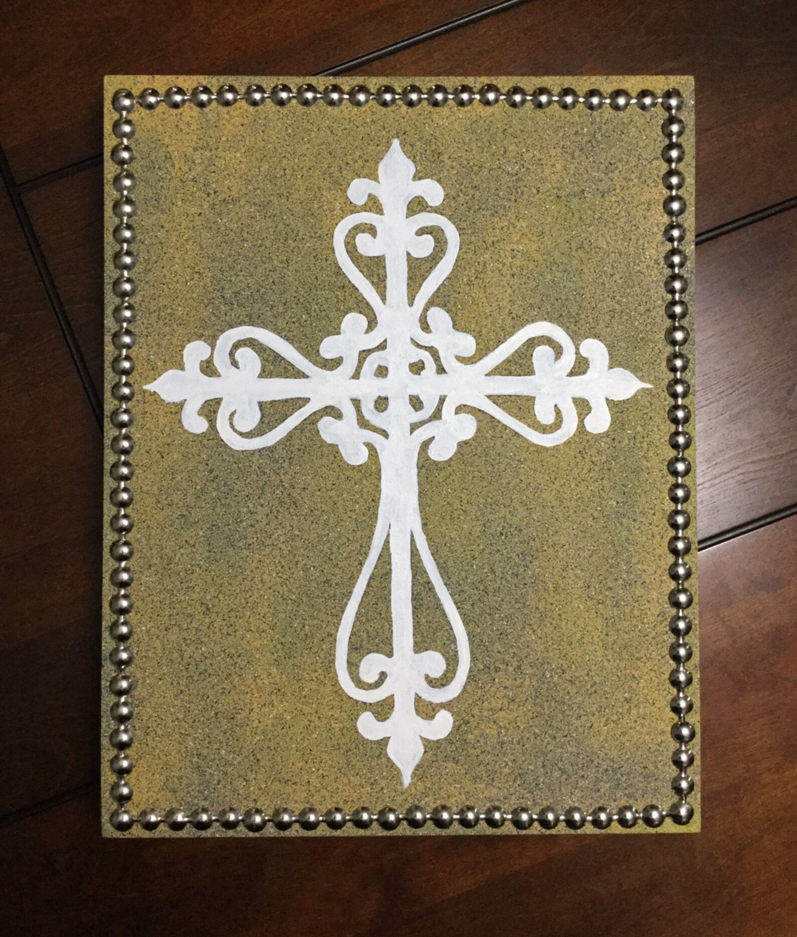 Large Wooden Block Wall Cross - Textured Yellow Block With Hand-painted ...