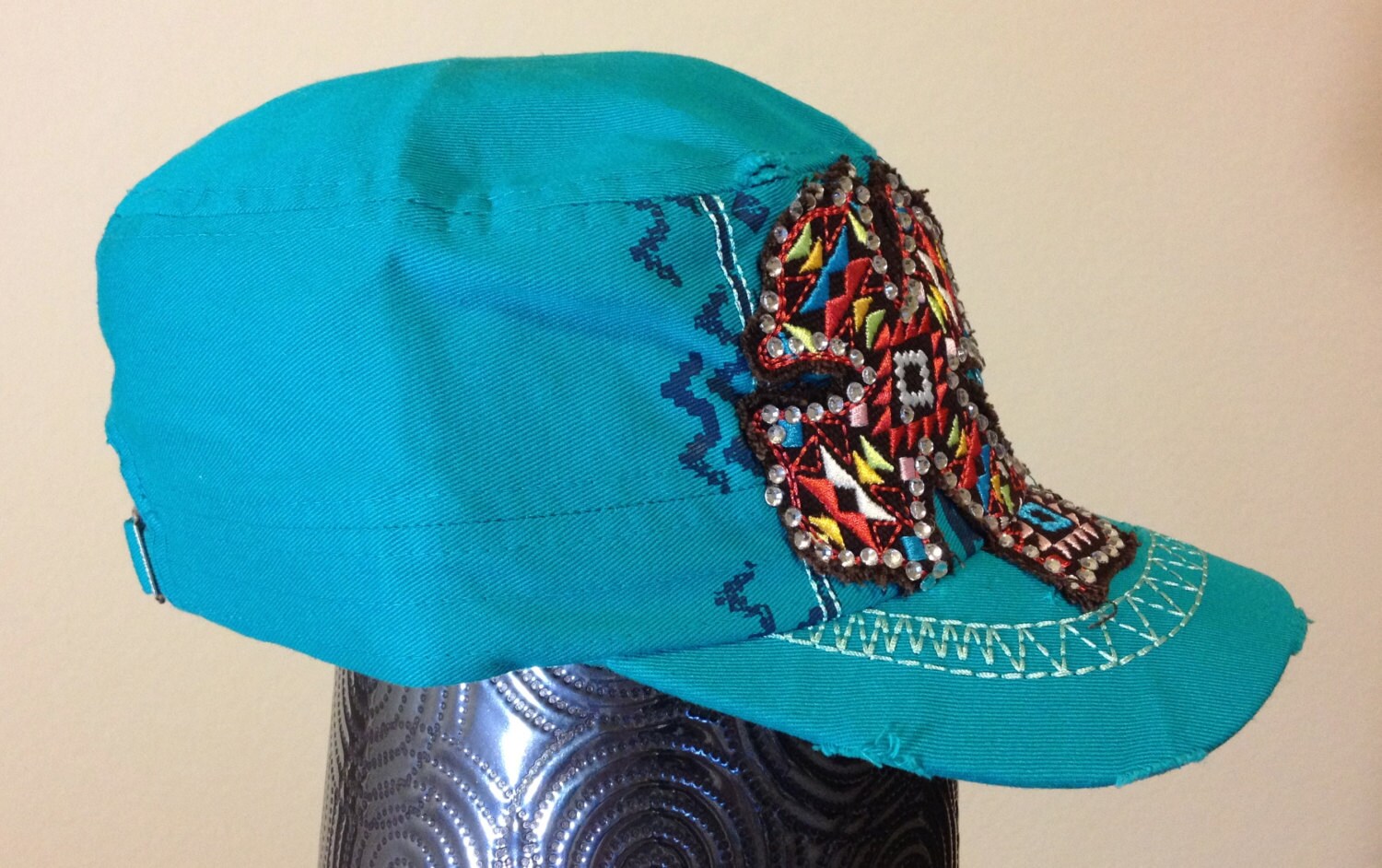 Christian Women's Adult Embroidered Screenprinted Adjustable Turquoise ...