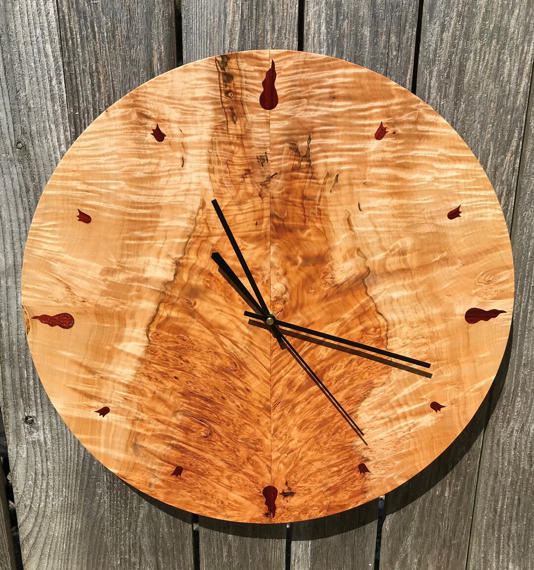 Large Flame Maple Wall Clock - Etsy