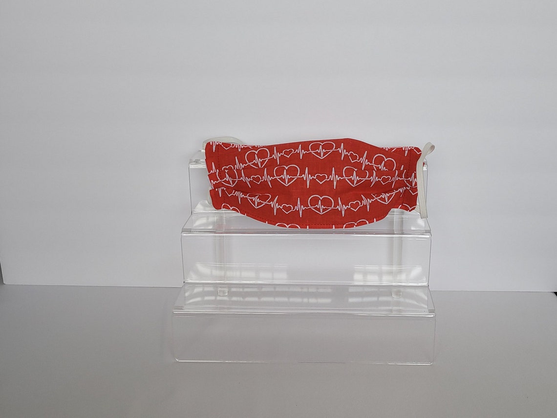 EKG Heart Medical Theme RED COLOR Cotton Face Mask 3 Layers - Etsy
