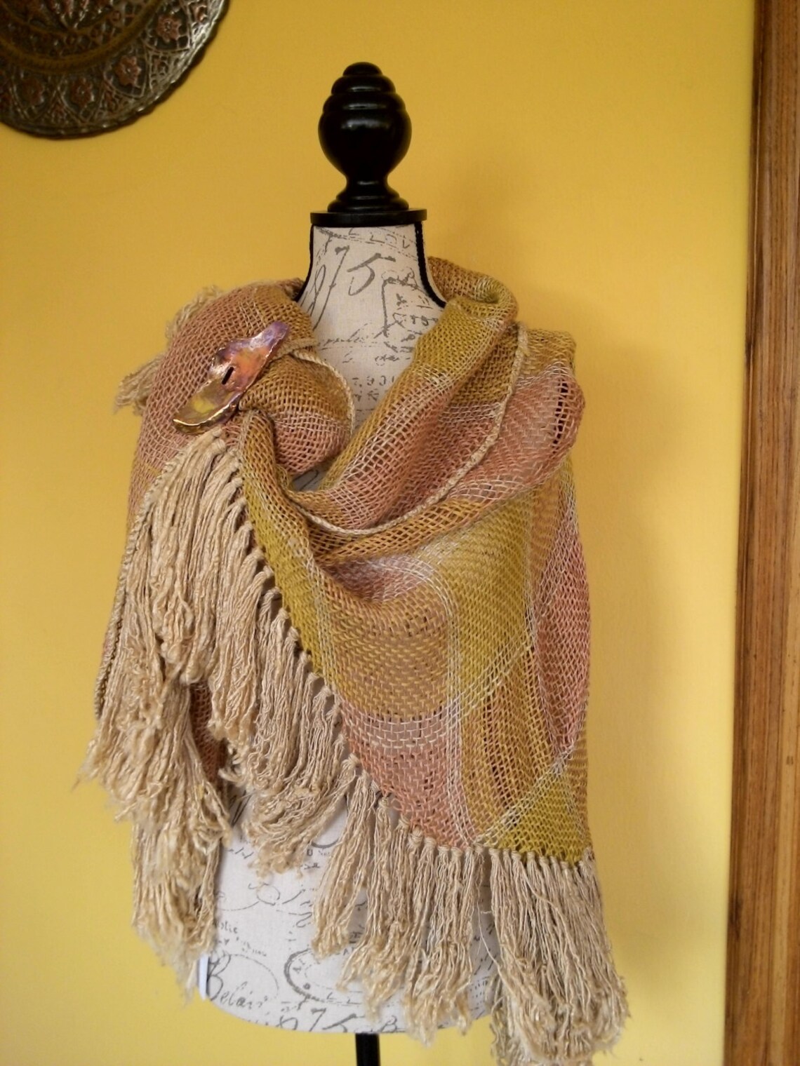 Scialle WILD, seta tussah e lino, tessuto a mano e tintura naturale ...