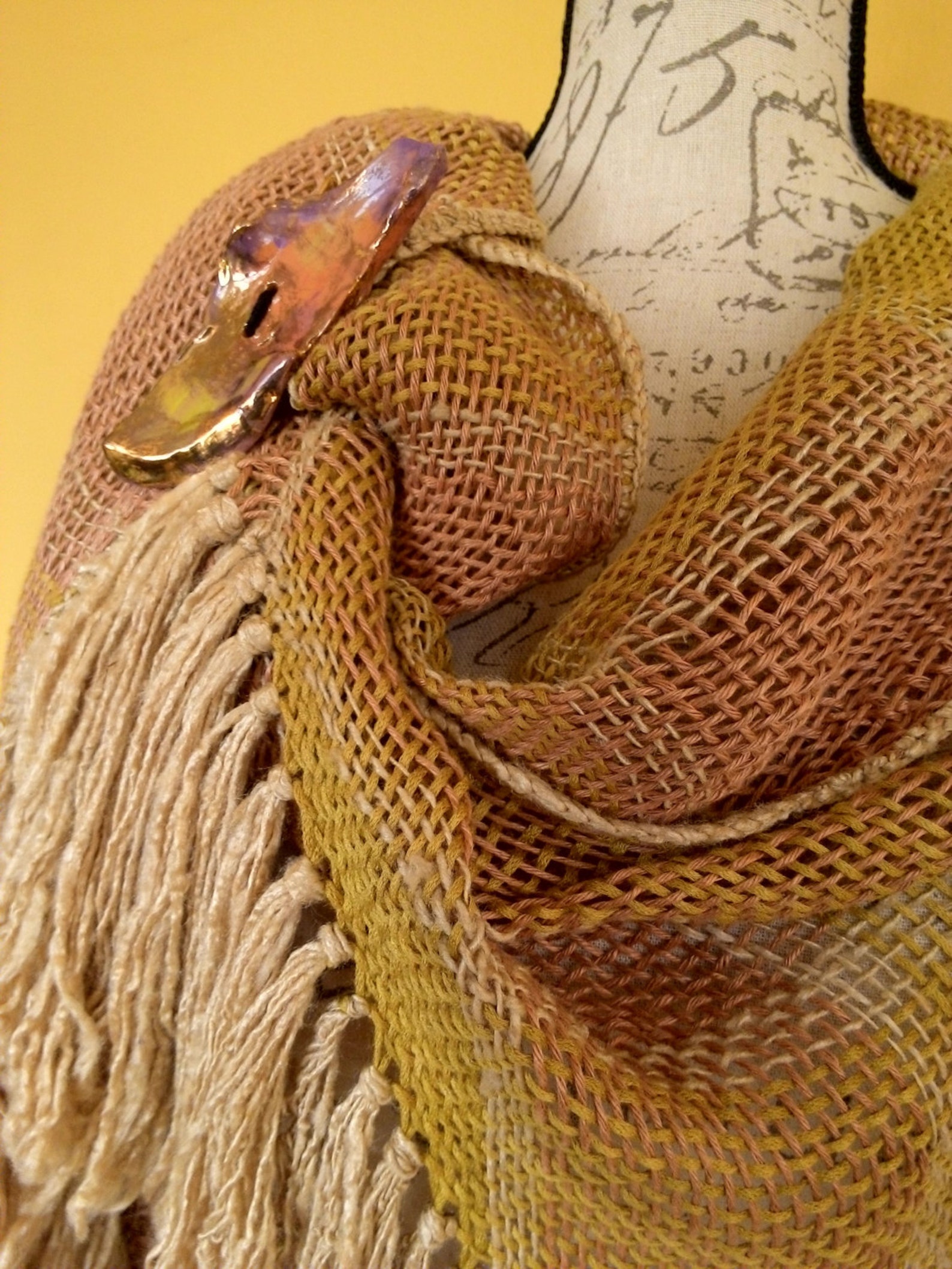 Scialle WILD, seta tussah e lino, tessuto a mano e tintura naturale ...