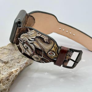 Hand Tooled Leather Apple Watch Band Western Style Horse, Galaxy ...
