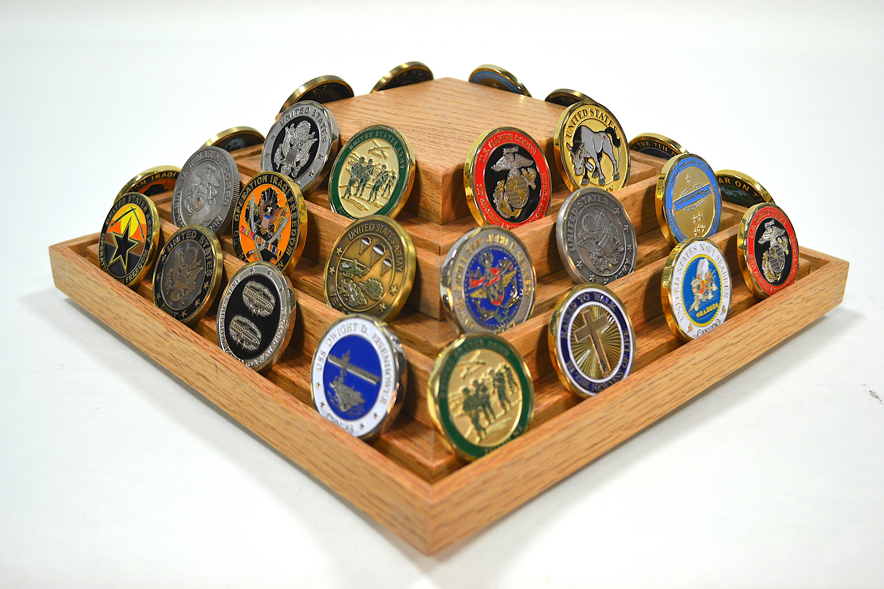 Military Challenge Coin Display Case "lazy Susan"-style, Cherry Oak or ...